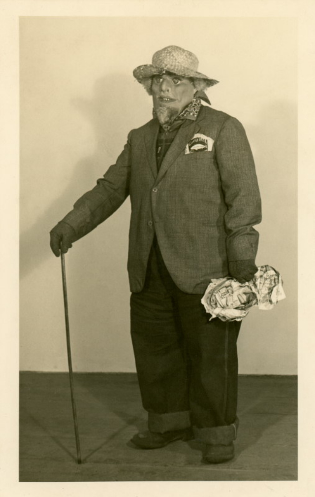 Man Wearing a Grotesque Mask for Halloween, ca. 1930s | Vintage News Daily