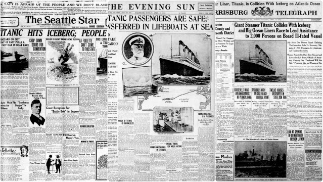 Titanic: Newspaper Front Pages With the First Stories of the Disaster ...