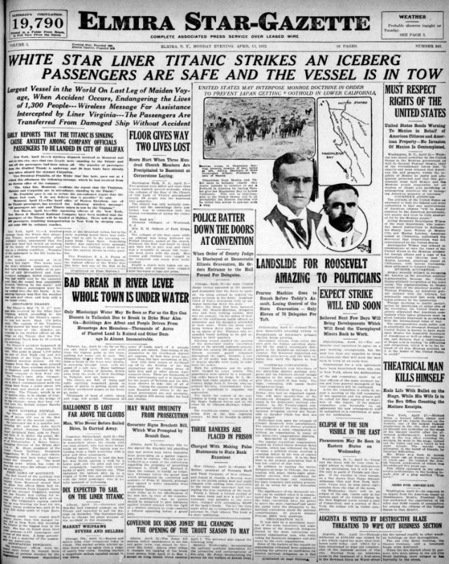 Titanic: Newspaper Front Pages With the First Stories of the Disaster ...