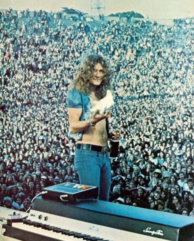 Led Zeppelin Frontman Robert Plant Holding a Dove That Flew Into His ...